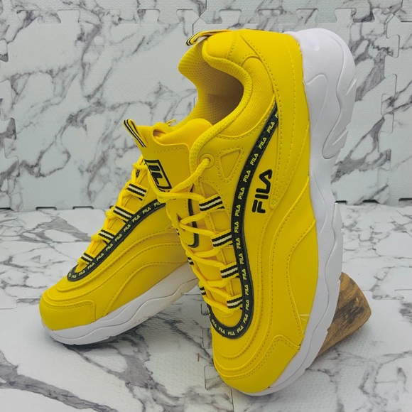 Fila | Shoes | Mens Fila Ray Repeat Yellow Black White Sneakers | Poshmark